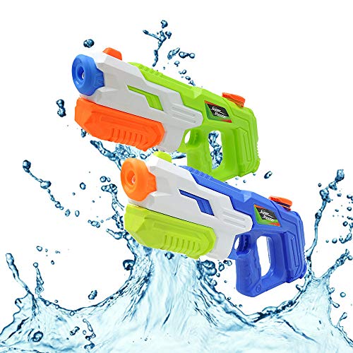 HUOHUOHUO Wasserpistole 2er Pack Reichweite 8 Meter Wassertank 1 Liter ...